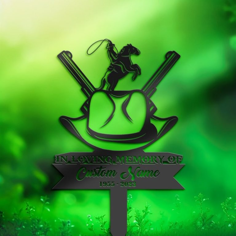 DINOZOZO Cowboy Grave Marker Memorial Sign with Stake Sympathy Gifts ...