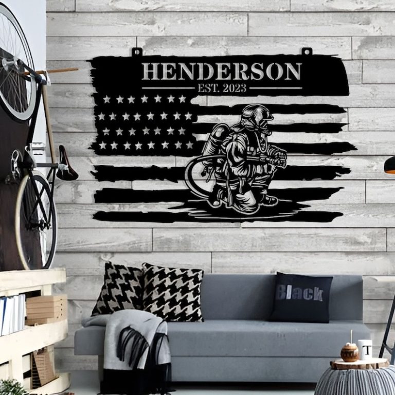 DINOZOZO Firefighter American Flag Fire Department Custom Metal Signs ...