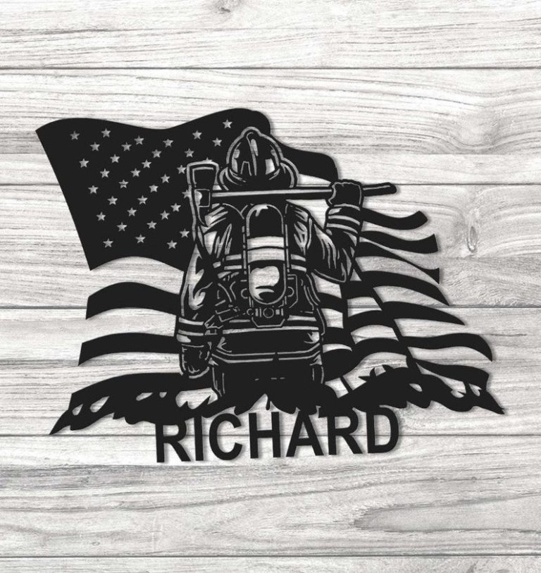 DINOZOZO Firefighter American Flag Fire Department Custom Metal Signs ...