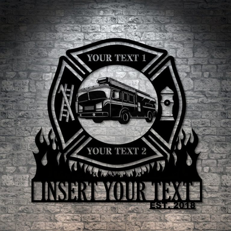 DINOZOZO Firefighter Firetruck Fire Department Custom Metal Signs ...