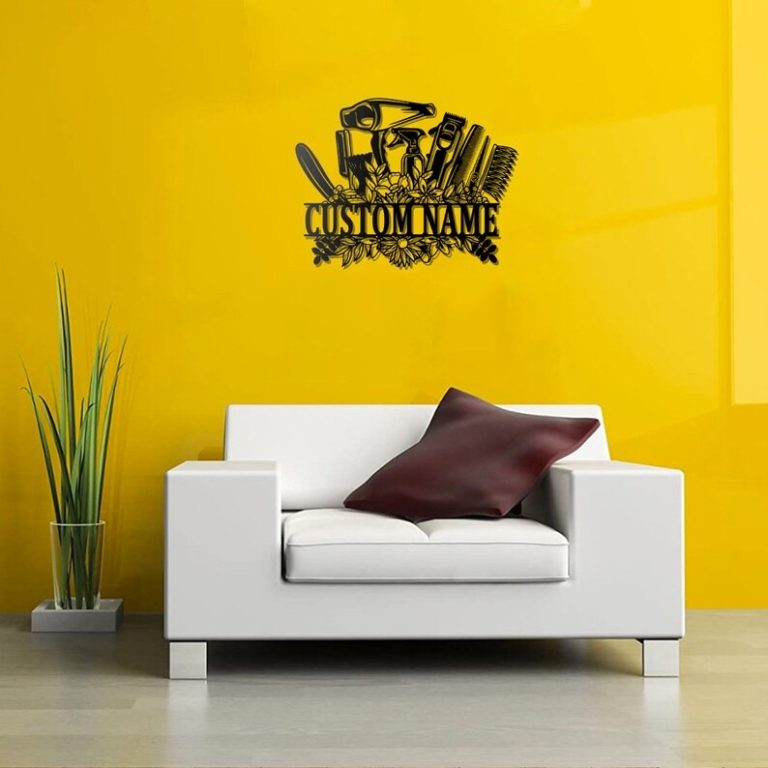 DINOZOZO Floral Barber Shop Business Custom Metal Signs - Custom Laser ...