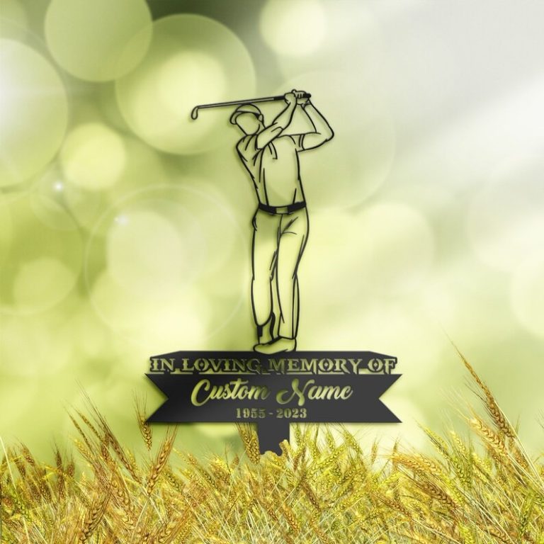 DINOZOZO Golfer Golf Player Grave Marker Memorial Sign with Stake ...