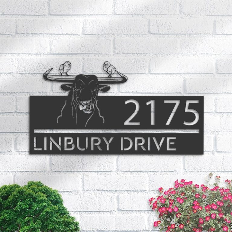 DINOZOZO Personalized Bull and Two Chickens Farm Animal Address Sign ...
