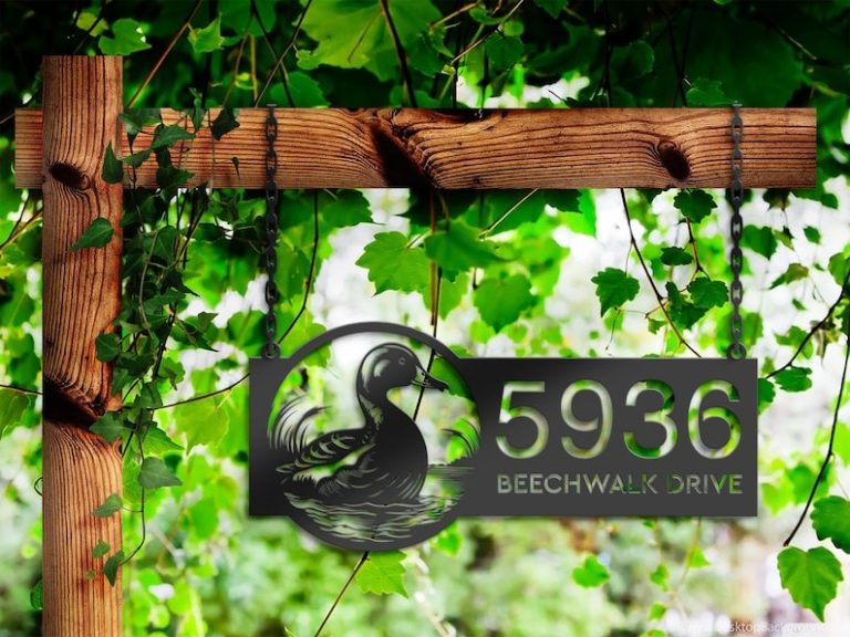 DINOZOZO Personalized Duck Loon Address Sign Custom Metal Signs ...