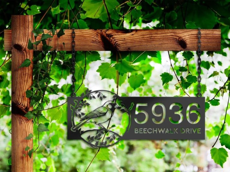 DINOZOZO Personalized Finch Bird on Tree Branch Address Sign Custom ...