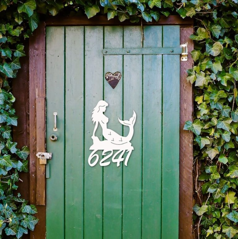 DINOZOZO Personalized Mermaid Coastal Beach House Address Sign Custom ...