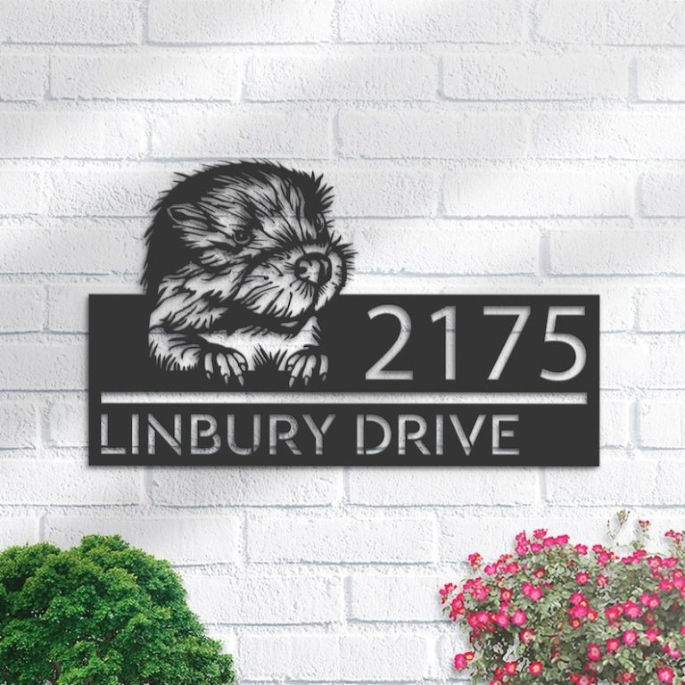 DINOZOZO Personalized Peeking Baby Beaver Address Sign Custom Metal ...