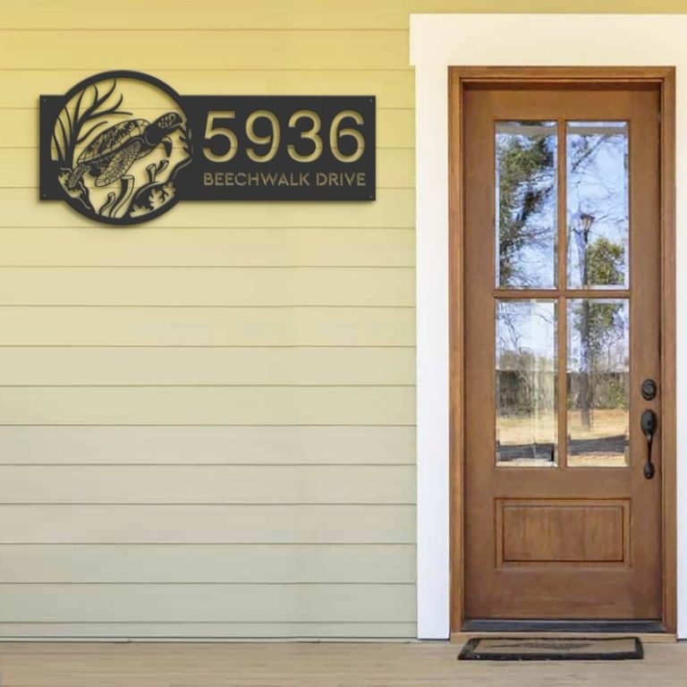 DINOZOZO Personalized Sea Turtle Address Sign Custom Metal Signs ...