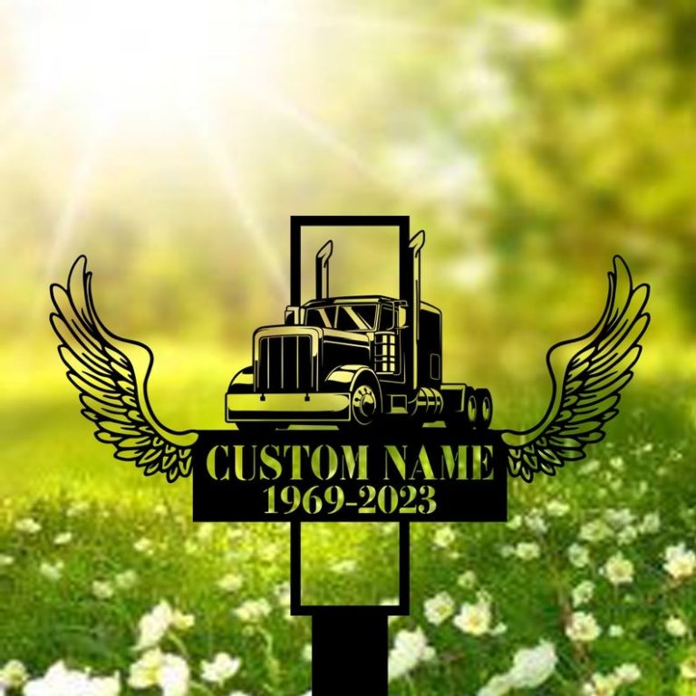 DINOZOZO Semi Truck Driver with Wings Memorial Yard Stake Custom Metal ...