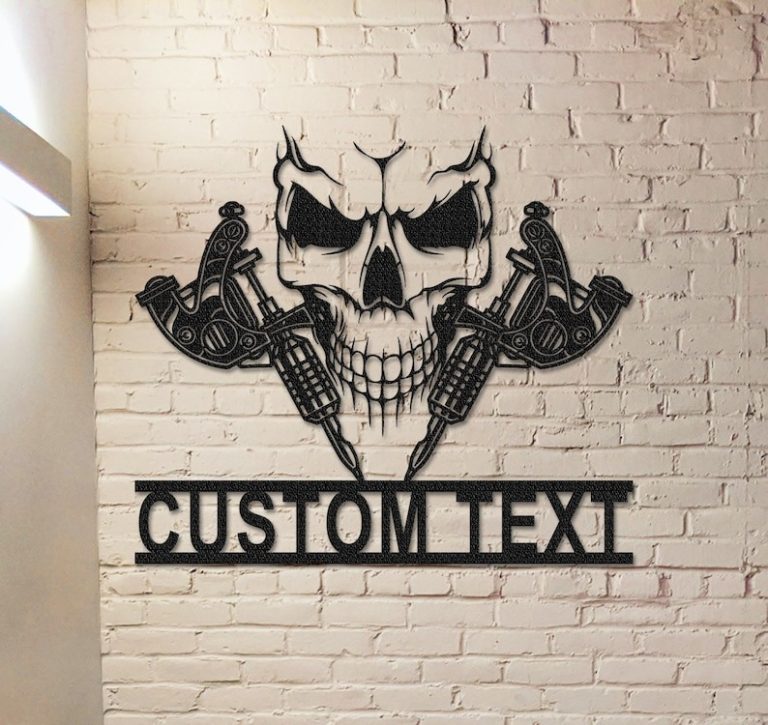 DINOZOZO Skull Tattoo Machine Tattoo Studio Business Custom Metal Signs ...