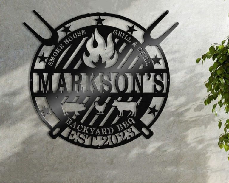 DINOZOZO Smokehouse Kitchen Modern BBQ Grill Sign Outdoor D?cor Custom ...