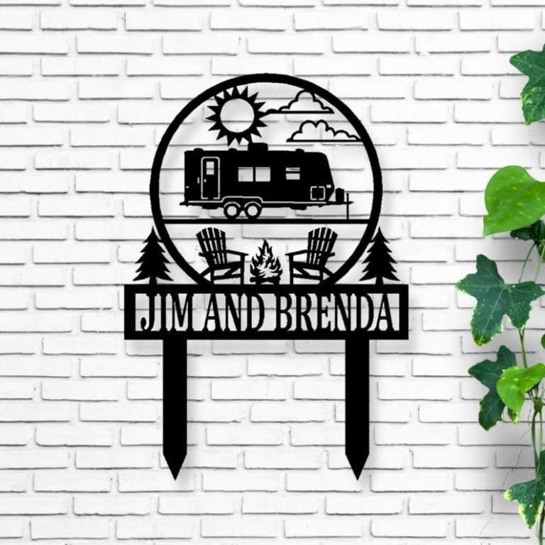 DINOZOZO Travel Trailer Motorhome Happy Campers Sign with Stake Camper ...