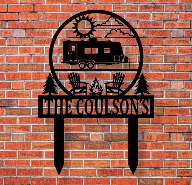 DINOZOZO Travel Trailer Motorhome Happy Campers Sign with Stake Camper ...