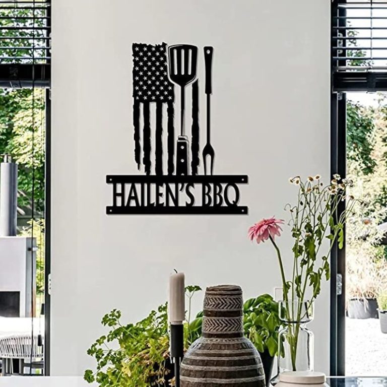 DINOZOZO US Flag BBQ Sign Backyard Grill Patio Custom Metal Signs ...