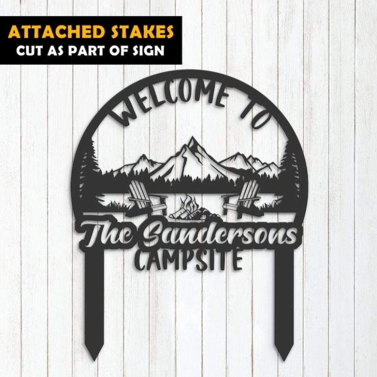 DINOZOZO Welcome to Our Campsite Camping Trailer Sign with Stake Camper ...