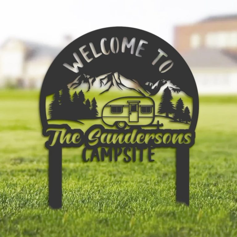 DINOZOZO Welcome to Our Campsite Camping Trailer Sign with Stake Camper ...