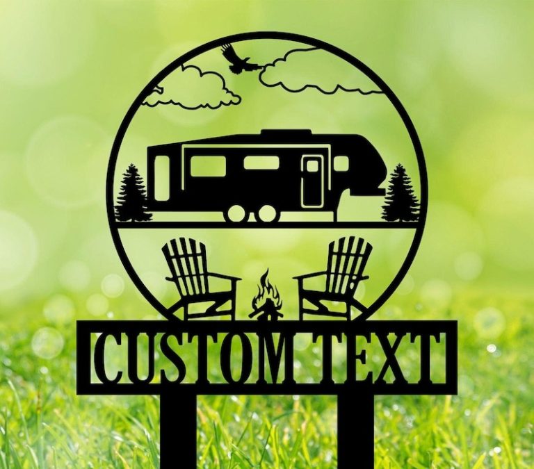 DINOZOZO Welcome to Our Campsite Sign with Stake Camper RV Decor Camping Custom Metal Signs ...