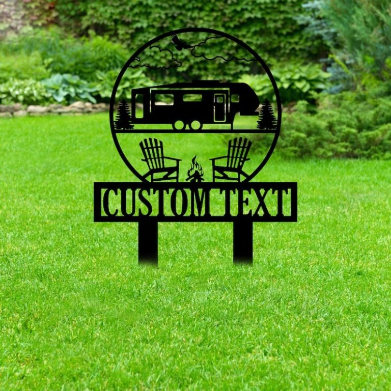 DINOZOZO Welcome to Our Campsite Sign with Stake Camper RV Decor ...