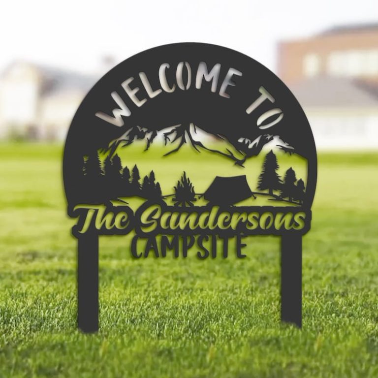 DINOZOZO Welcome to Our Campsite Sign with Stake Camping Tent and ...