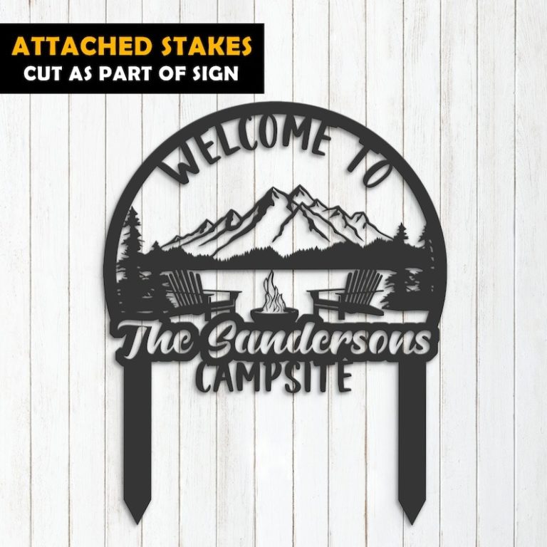 DINOZOZO Welcome to Our Campsite Sign with Stake Wild Natural Landscape ...