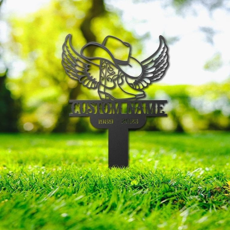 Cowboy Grave Marker Metal Garden Stakes Cowboy Memorial Gifts Sympathy ...
