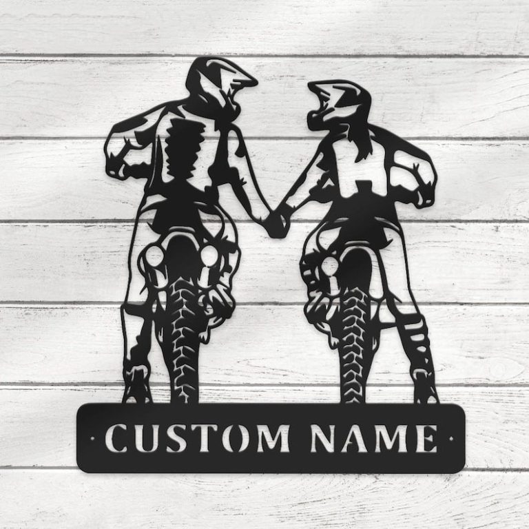 DINOZOZO Motocross Biker Couple Holding Hand Rider Wedding Valentine's ...