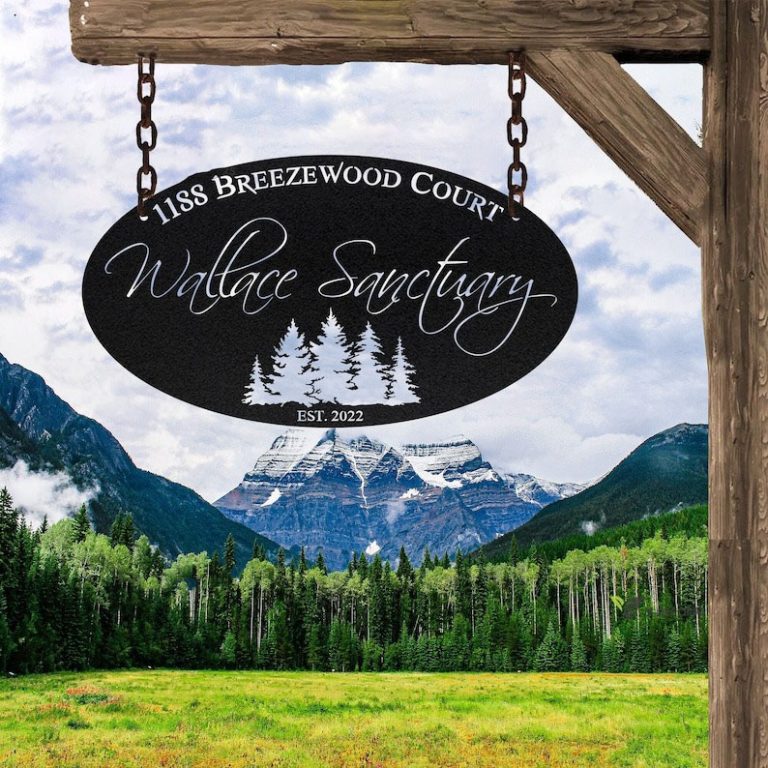 DINOZOZO Pine Tree Lodge Cabin Address Sign Custom Metal Signs - Custom ...