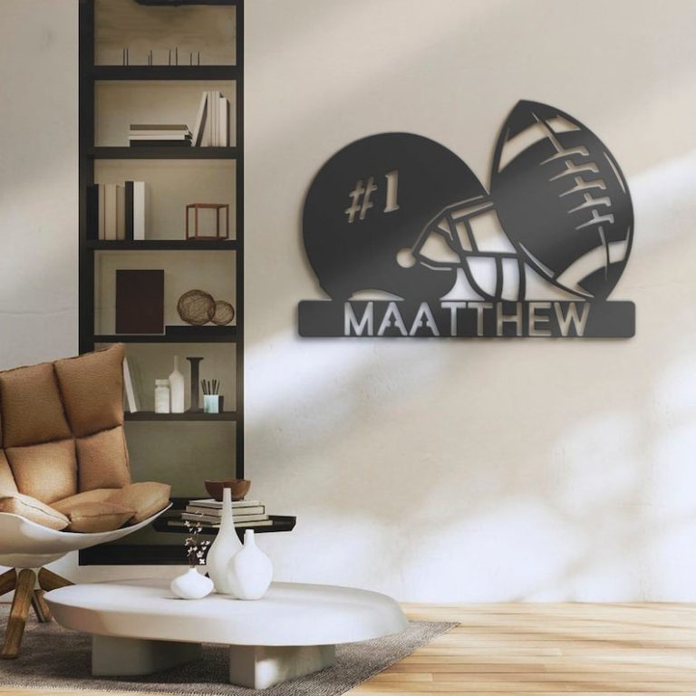 DINOZOZO Football Helmet and Ball Sport Room Decor Custom Metal Signs ...