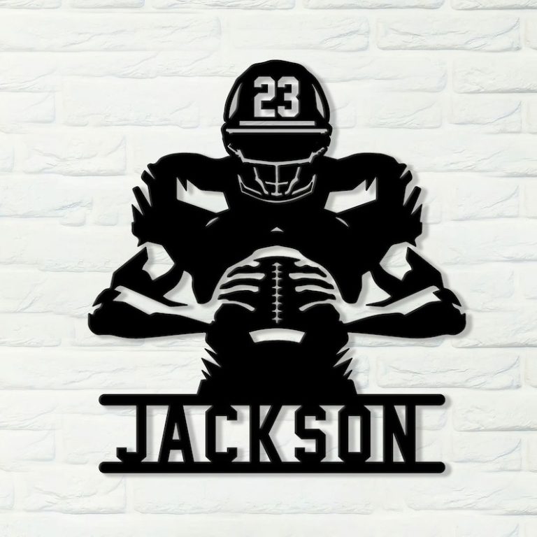 DINOZOZO Football Player Sport Room Decor Custom Metal Signs - Custom ...