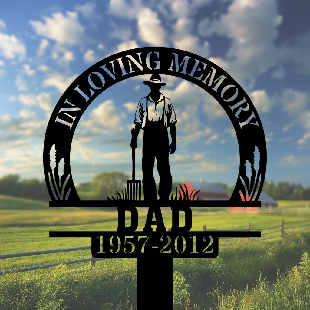 DINOZOZOCOM Personalized Memorial Garden Stakes, Farmer Grave Marker ...