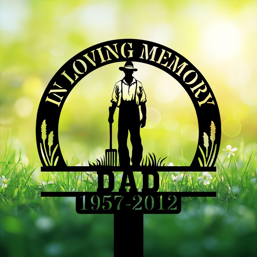 DINOZOZOCOM Personalized Memorial Garden Stakes, Farmer Grave Marker ...