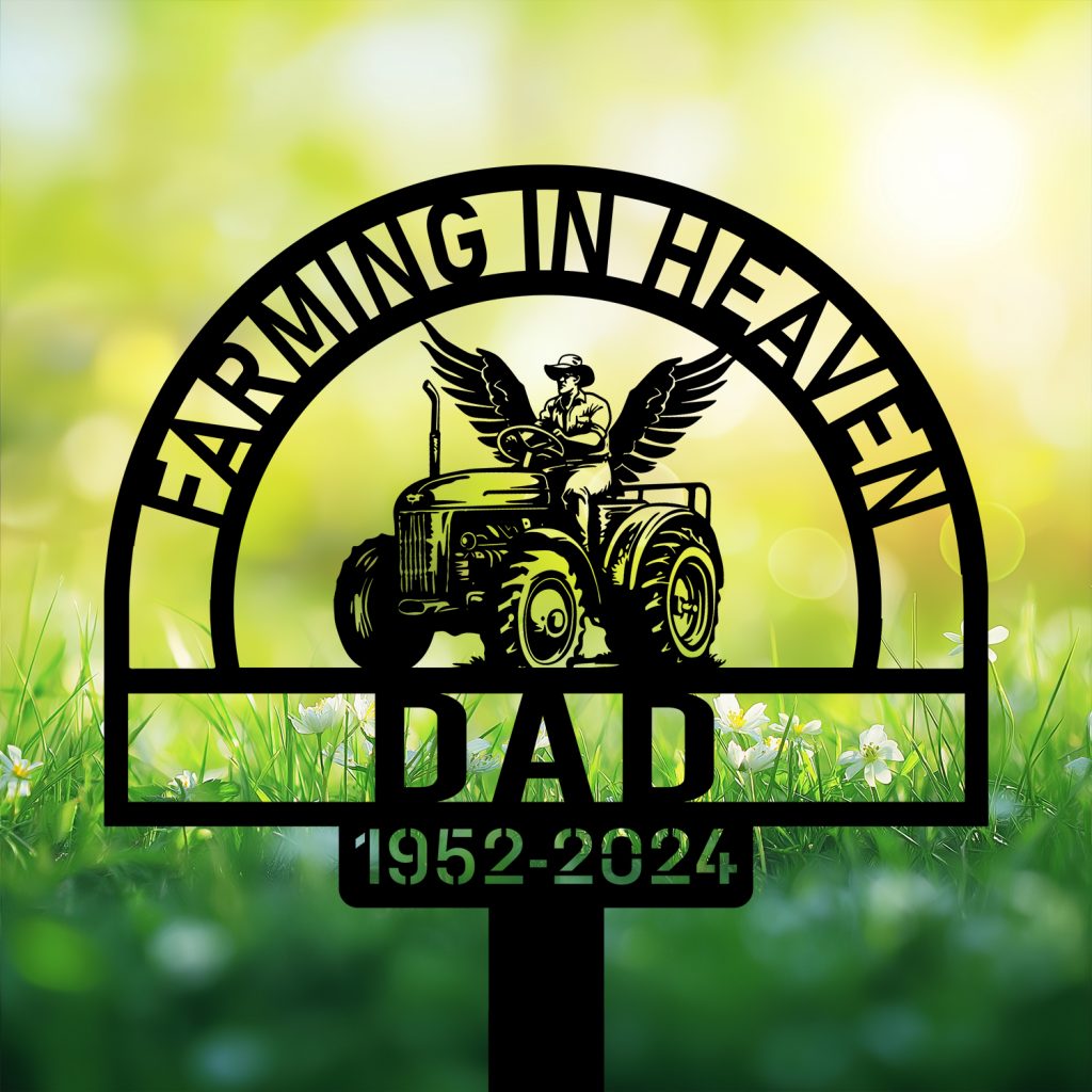 DINOZOZOCOM Personalized Memorial Garden Stakes Farming in Heaven ...