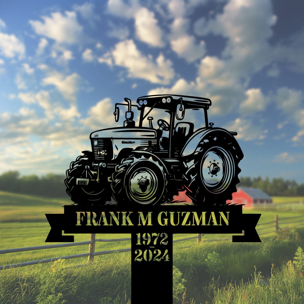 DINOZOZOCOM Personalized Memorial Garden Stakes, Vinatge Tractor Grave ...