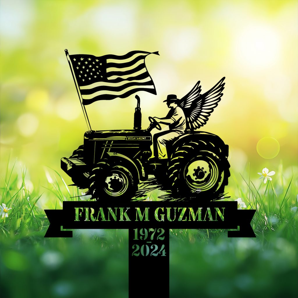 DINOZOZOCOM Personalized Memorial Garden Stakes, Vintage Farmer with ...